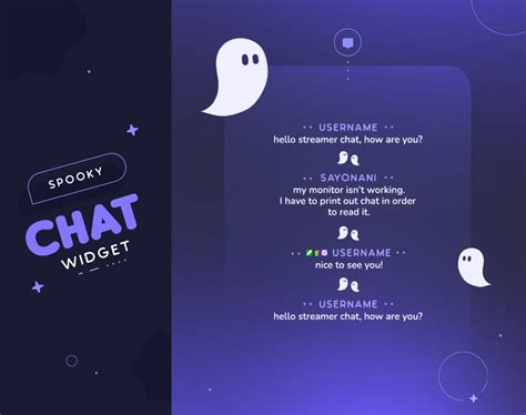 Spooky Ghost Twitch Chat Widget Halloween Cute Purple Ghost Custom