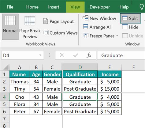 Split Panes In Excel Examples How To Splitunsplit Panes