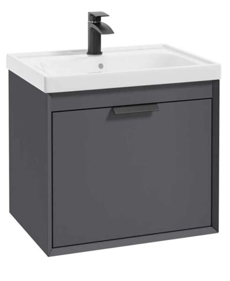 Buy Sonas Fjord Midnight Grey Matt 60cm Wall Hung Vanity Unit Matt