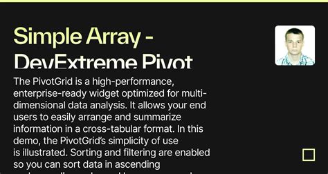 Simple Array Devextreme Pivot Grid Codesandbox