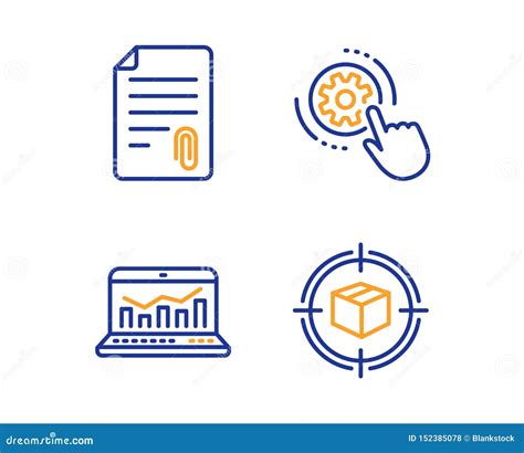 Cogwheel Settings Attachment And Web Analytics Icons Set Parcel