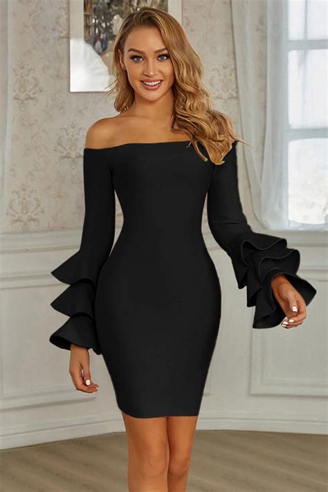 Off Shoulder Layered Ruffle Sleeve Mini Dress Red M Artofit
