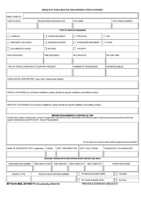 Af Form 868 Fill Out Sign Online And Download Fillable Pdf