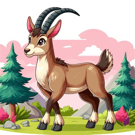 Premium Vector Cute Chamois Vector Cartoon Illustration