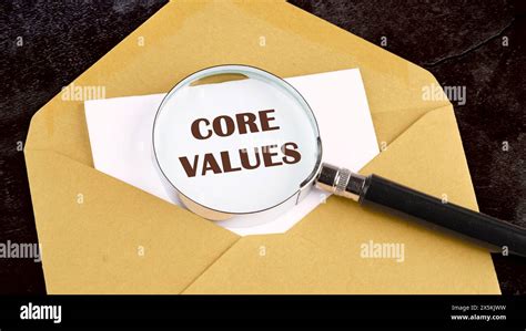 Core Values Ethics Concept Text On A White Sheet Of Paper Through A