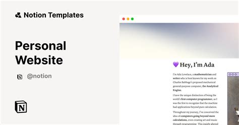 Personal Website Template By Notion Notion Marketplace