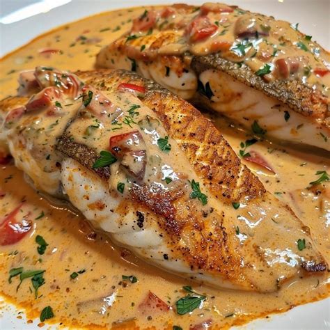 🌟 Red Snapper With Creamy Creole Sauce 🌟 Ingredients 4 Red Snapper Fillets Salt And Pe
