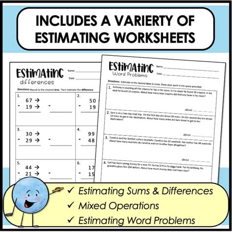 Estimating Sums And Differences Worksheets Bundle With Word Problems For