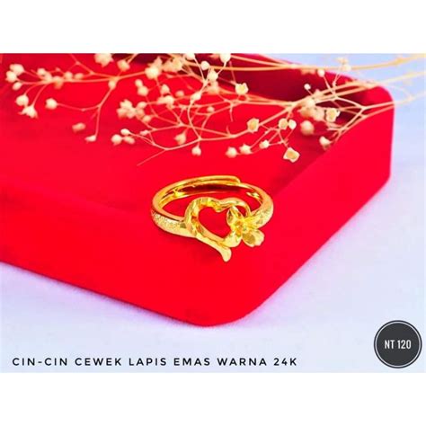 銅鍍金戒指（cin Cin Cewek Lapis Emas Warna 24k 蝦皮購物