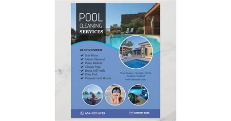 Pool Cleaning Service Editable Flyer Zazzle