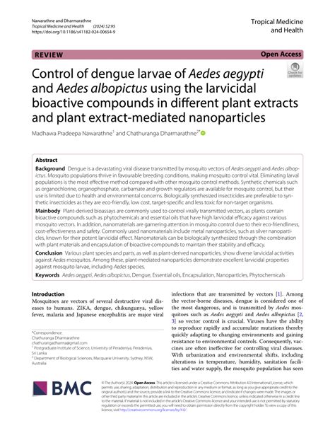 Pdf Control Of Dengue Larvae Of Aedes Aegypti And Aedes Albopictus