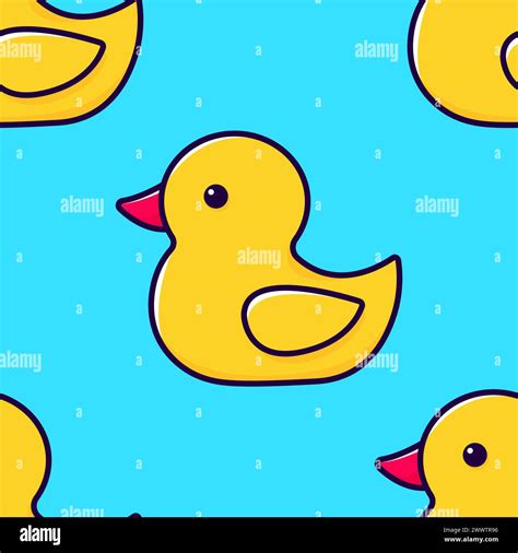 Seamless Pattern Yellow Rubber Duck Vector Illustration Stock Vector Image And Art Alamy