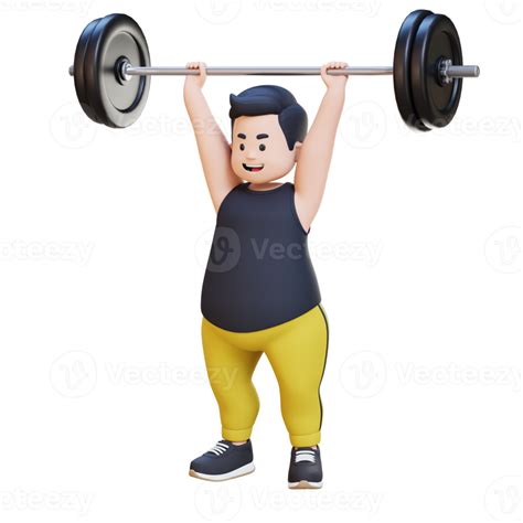 3d Plus Size Overweight Obesse Man Doing Overhead Press 67722061 Png