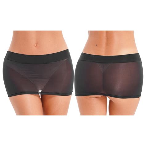 Us Womens Sexy Sheer Micro Mini Skirt See Through Low Rise Bodycon