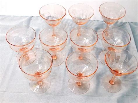 10 Pink Depression Glass Stemware Glasses Various