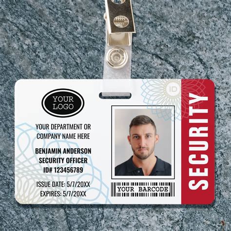 Custom Security Officer Id Photo Red Badge Zazzle Security Officer Id Photo Officer