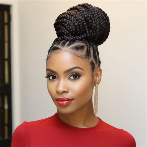Box Braid Updo Hairstyle For Women
