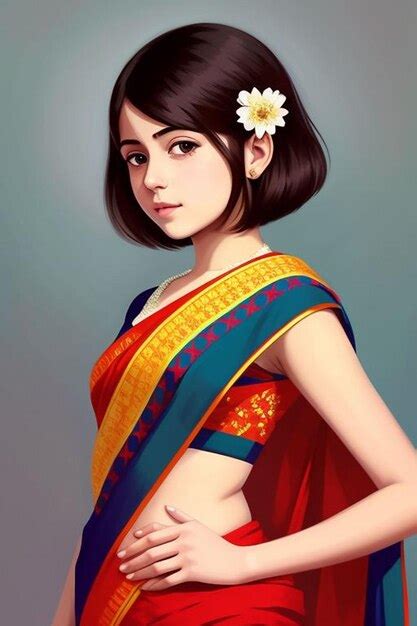 Premium Ai Image Beautifull Girl Wearing Indian Traditional Cloth Saree