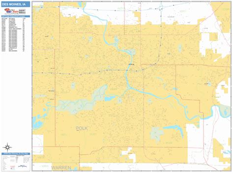 Des Moines Iowa Zip Code Wall Map Basic Style By Marketmaps
