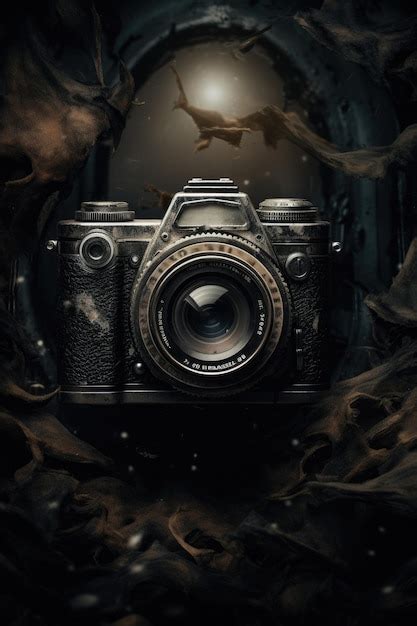 Premium Ai Image Analog Camera On Dark Background