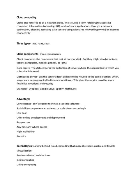 Cloud Computing Short Notes Pdf Cloud Computing Software As A Service