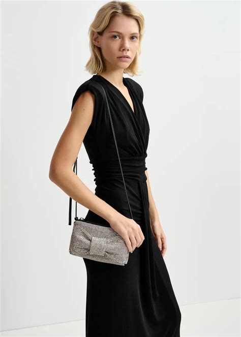Rhinestone Embellished Shoulder Bag With Bow Detail Essentiel Antwerp