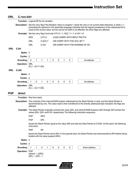 8051 Instruction Set Pdf