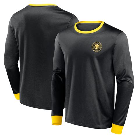 Dfb 1974 Retro Long Sleeve Captain Home Shirt Black Mens