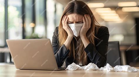 Businesswoman Resting In Disordered Office Space Surrounded By Tissues