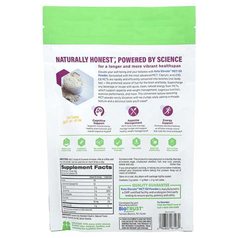 Keto Elevate Mct Oil Powder Biotrust 180g Unflavored