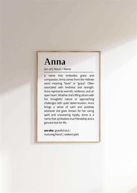 Anna Name Definition Wall Art Printable Personalized Inspiration