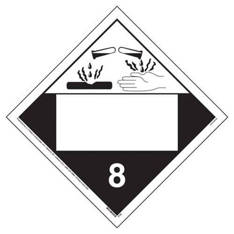 Class 8 Corrosive Placard Blank 20 Mil Polystyrene Unlaminated