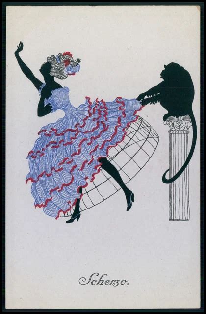 Art Paul Suss Silhouette Nude Woman Dance Dancing Original 1910s