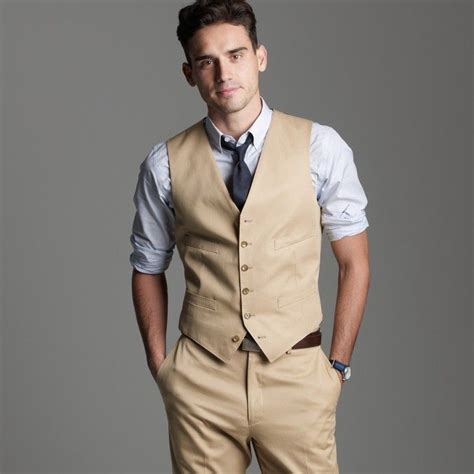 Chaleco De Traje De Mezcla Lana Color Arena