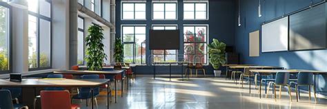 A Contemporary Classroom With Interactive Panels Natural Light And