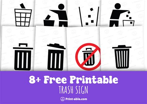8 Free Trash Sign Printable Print Able