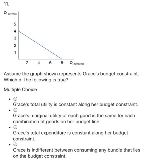 Solved Assume The Graph Shown Represents Grace‘s Budget