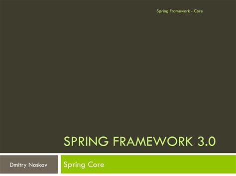 Spring Framework Core Pdf Web Development Internet