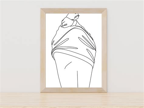 Woman Taking Clothes Off Line Art Woman Body Line Art Print Female