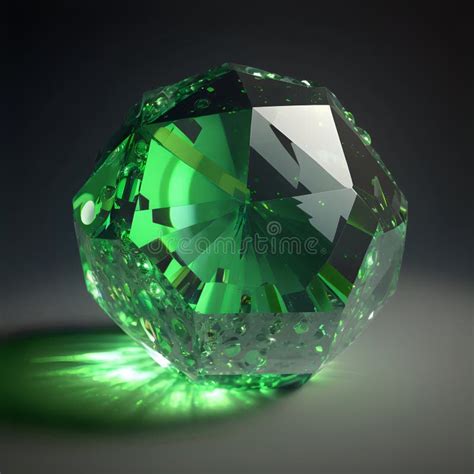 Magical Mineral Emerald Green Gemstone Glowing Gemstone Stock Illustration Illustration Of