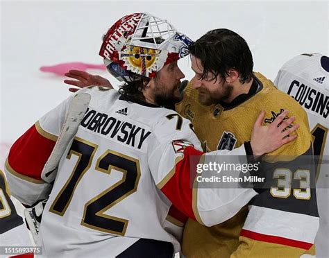 Sergei Bobrovsky Of The Florida Panthers And Adin Hill Of The Vegas