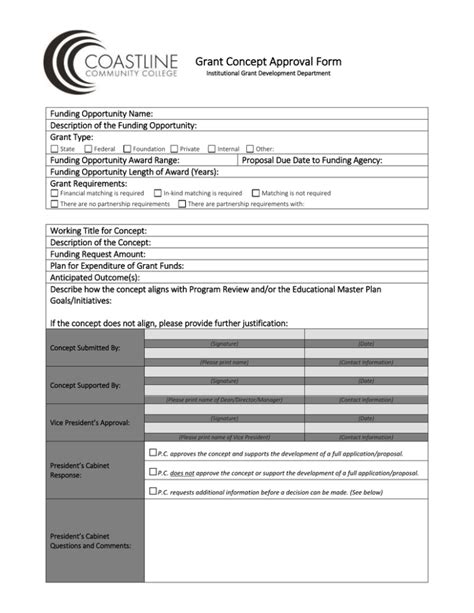 Grant Concept Approval Form Coastline College