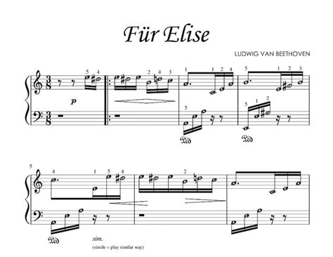 Fur Elise Easy And Short Grade 2 With Note Names Music Score Pdf Beethoven Etsy