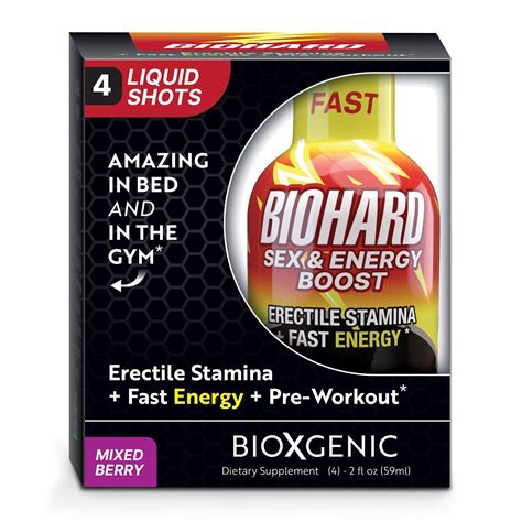 Bioxgenic Biohard Sex And Energy Boost Mixed Berry 4 Liquid Shots Gnc