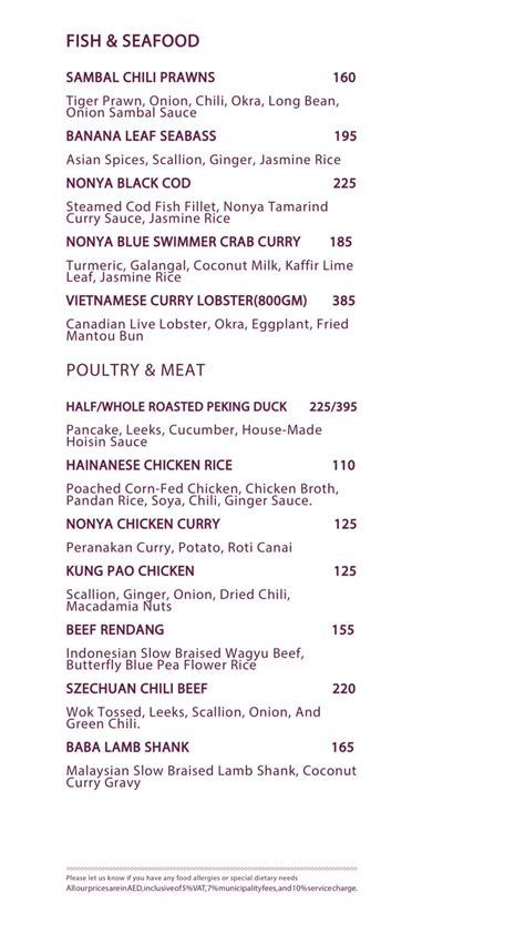 Nonya Menu Menu For Nonya Taj Jumeirah Lakes Towers Dubai