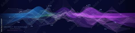 abstract background wavy poly grid in net dots and lines on dark
