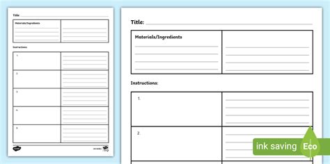 3rd4th Class Procedural Writing Template Teacher Made