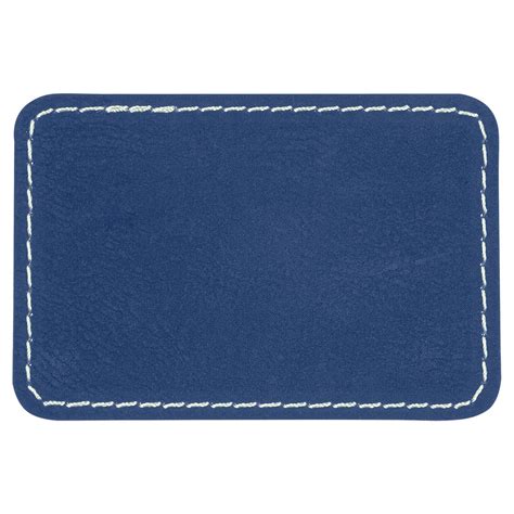 25 Set Of Blank Blue Laserable Leatherette Rectangle Patch With