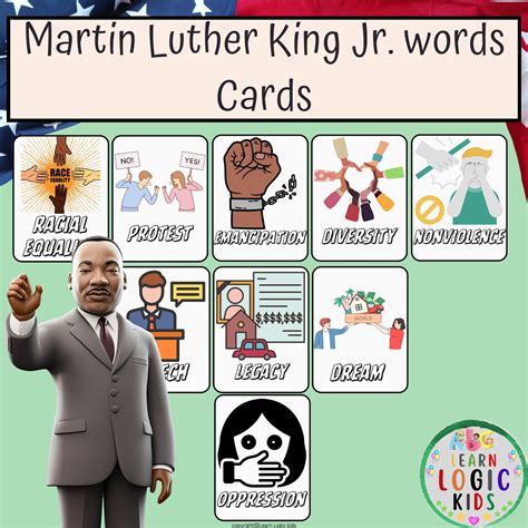 Martin Luther King Jr Words Cards Attractive Activity For Mlk Day
