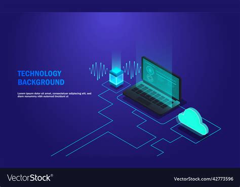 Laptop Analysis Processing Cloud Services Vector Image